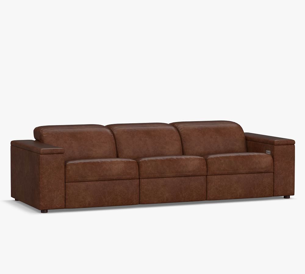 Ultra Lounge Square Arm Leather Modular Sofa | Pottery Barn