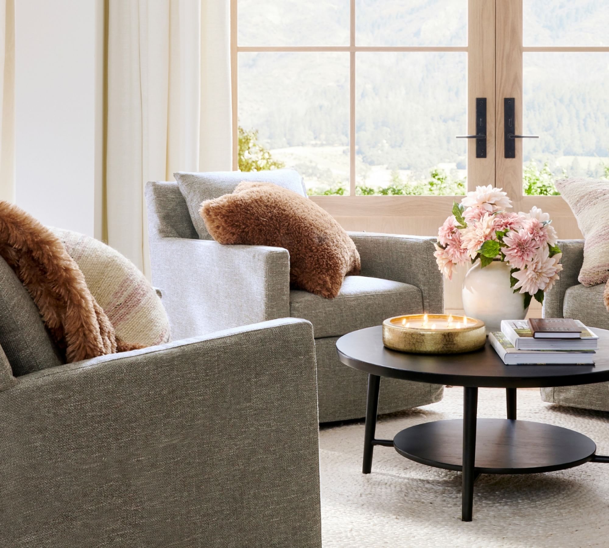 Ayden Square Arm Slipcovered Swivel Glider | Pottery Barn