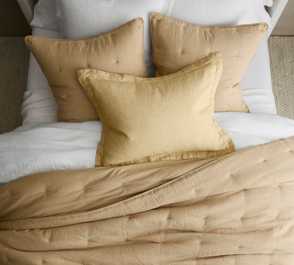 Belgian Flax Linen Comforter - White | Pottery Barn