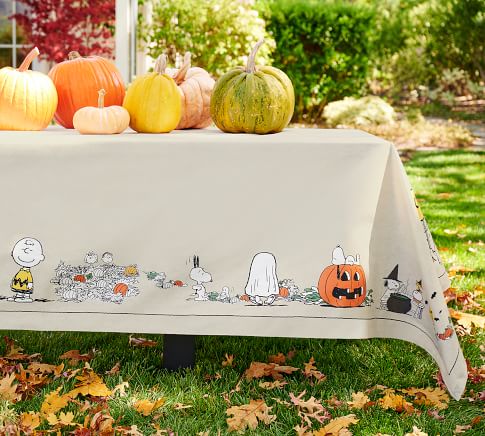 Peanuts™ Cotton/Linen Table Throw | Pottery Barn