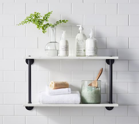 Linden Handcrafted Marble Single Tier Shelf | Pottery Barn