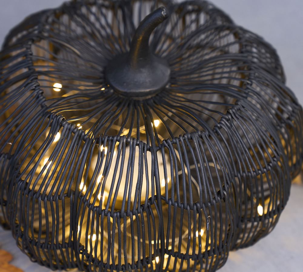 Light Up Black Wire Pumpkins | Pottery Barn