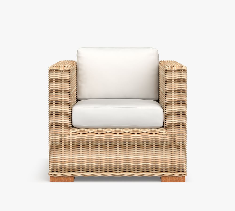 Huntington All-Weather Wicker Square Arm Lounge Chair | Pottery Barn
