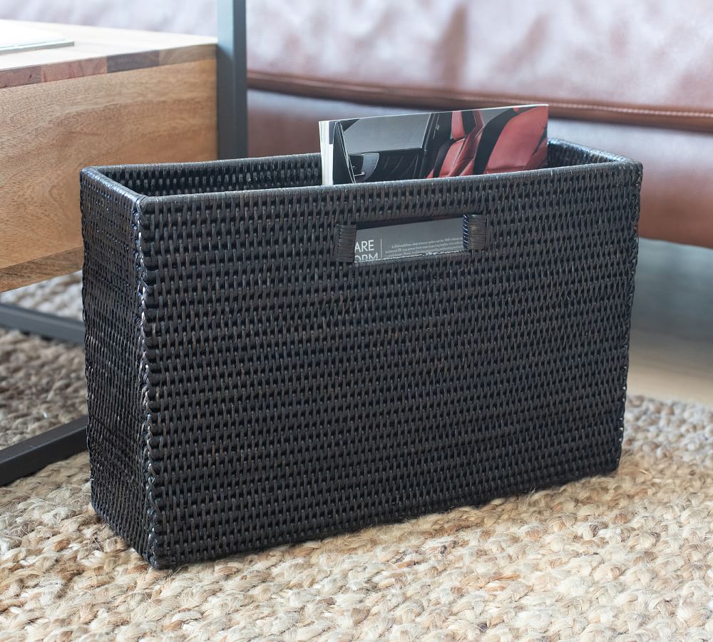 Tava Handwoven Rattan Rectangular Magazine Holder | Pottery Barn