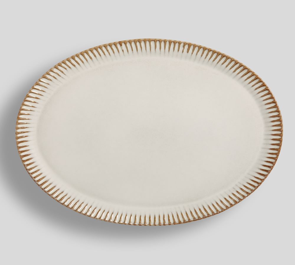 Ridge Textured Stoneware Serving Platter | Pottery Barn
