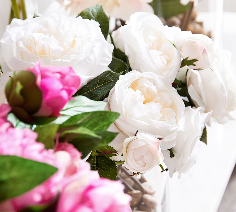 Faux Rose Bundle - White | Artificial Flowers | Pottery Barn
