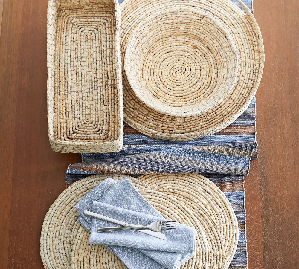 Wynne Coil Handwoven Abaca Charger Plate | Pottery Barn