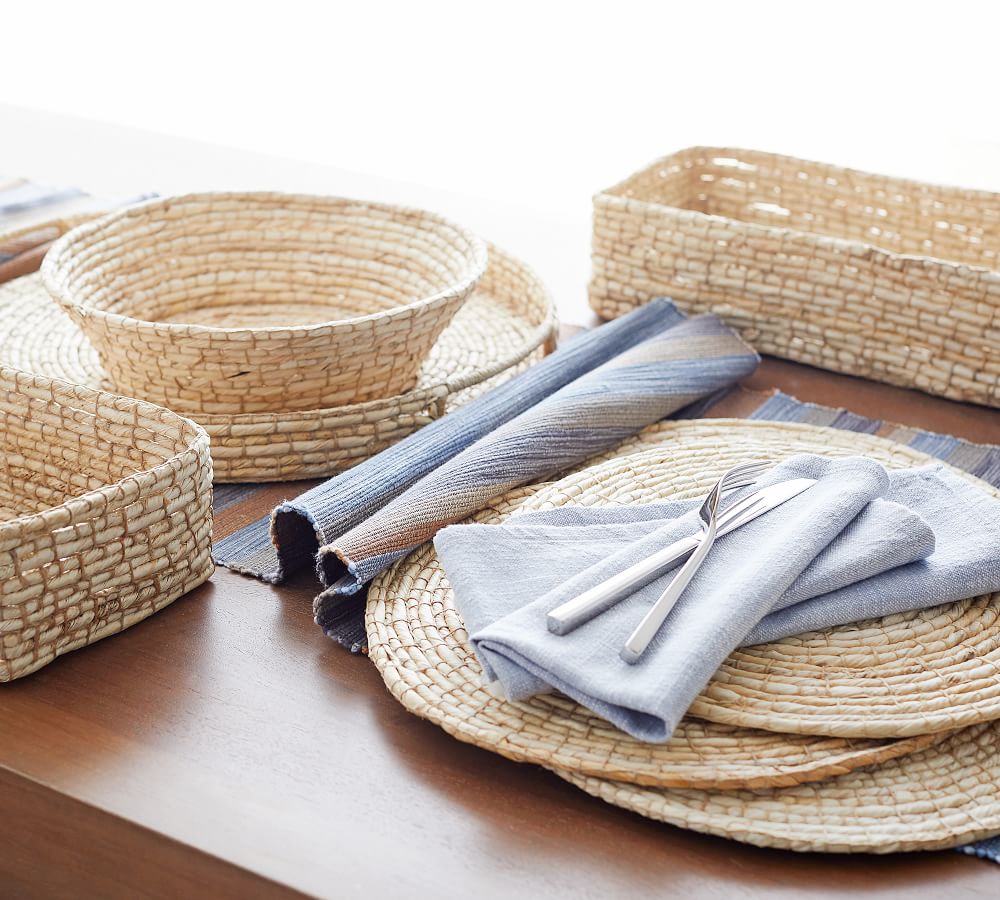 Wynne Coil Handwoven Abaca Charger Plate | Pottery Barn