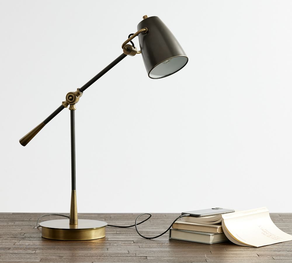 Reese Articulating Metal USB Task Table Lamp | Pottery Barn