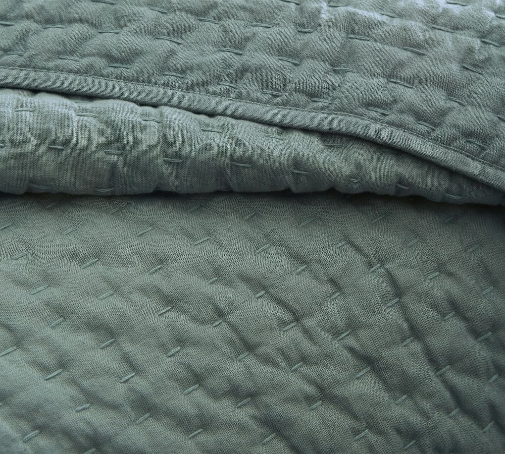 Pick-Stitch Handcrafted Cotton/Linen Quilt | Pottery Barn