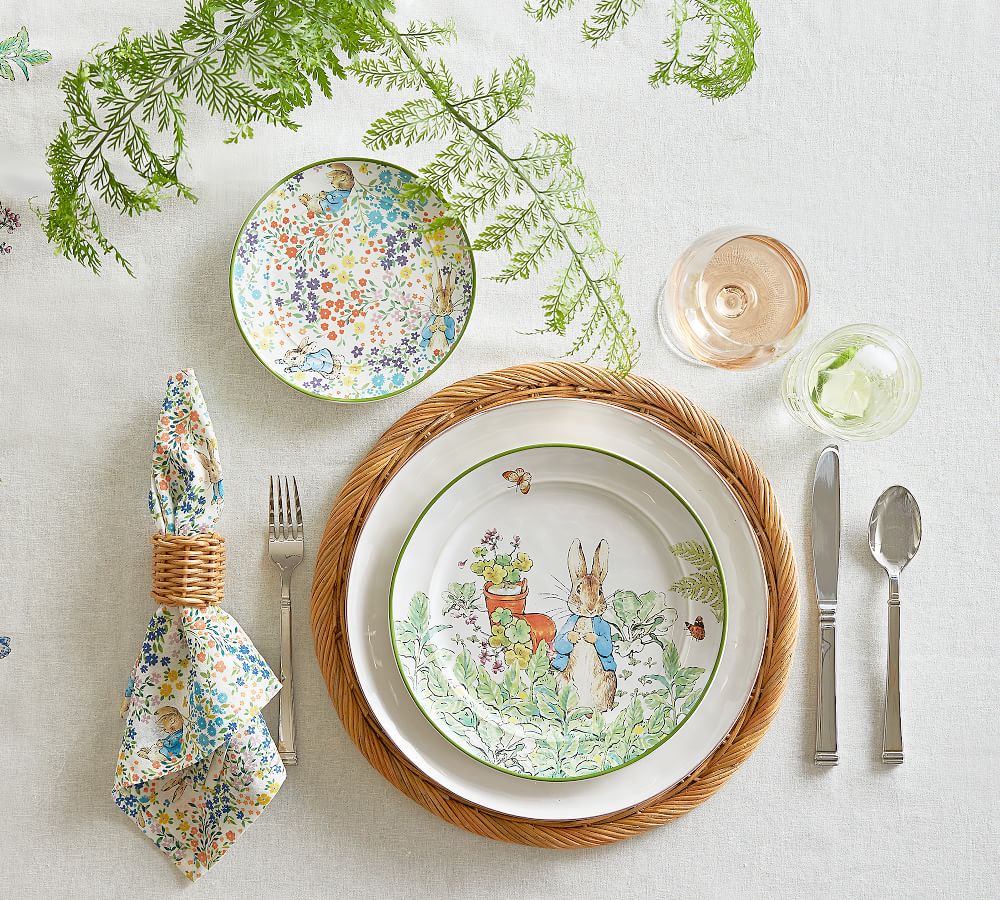Peter Rabbit™ Floral Stoneware Appetizer Plates - Set of 4 | Pottery Barn