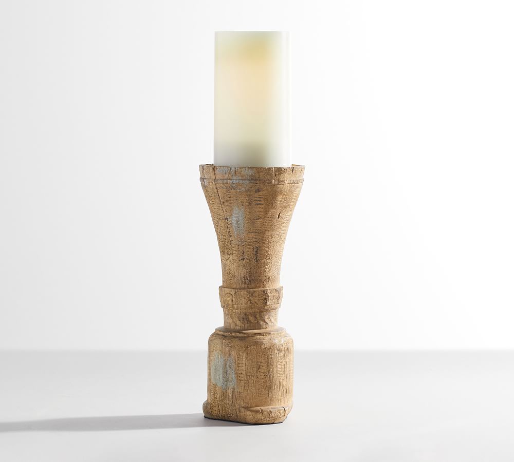 Ava Natural Wood Pillar Candleholders | Pottery Barn