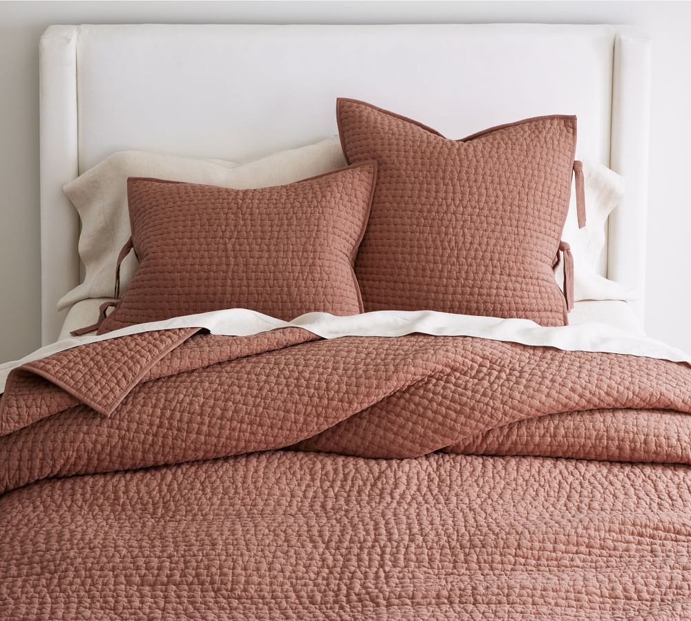 Pick-Stitch Handcrafted Cotton/Linen Quilt | Pottery Barn