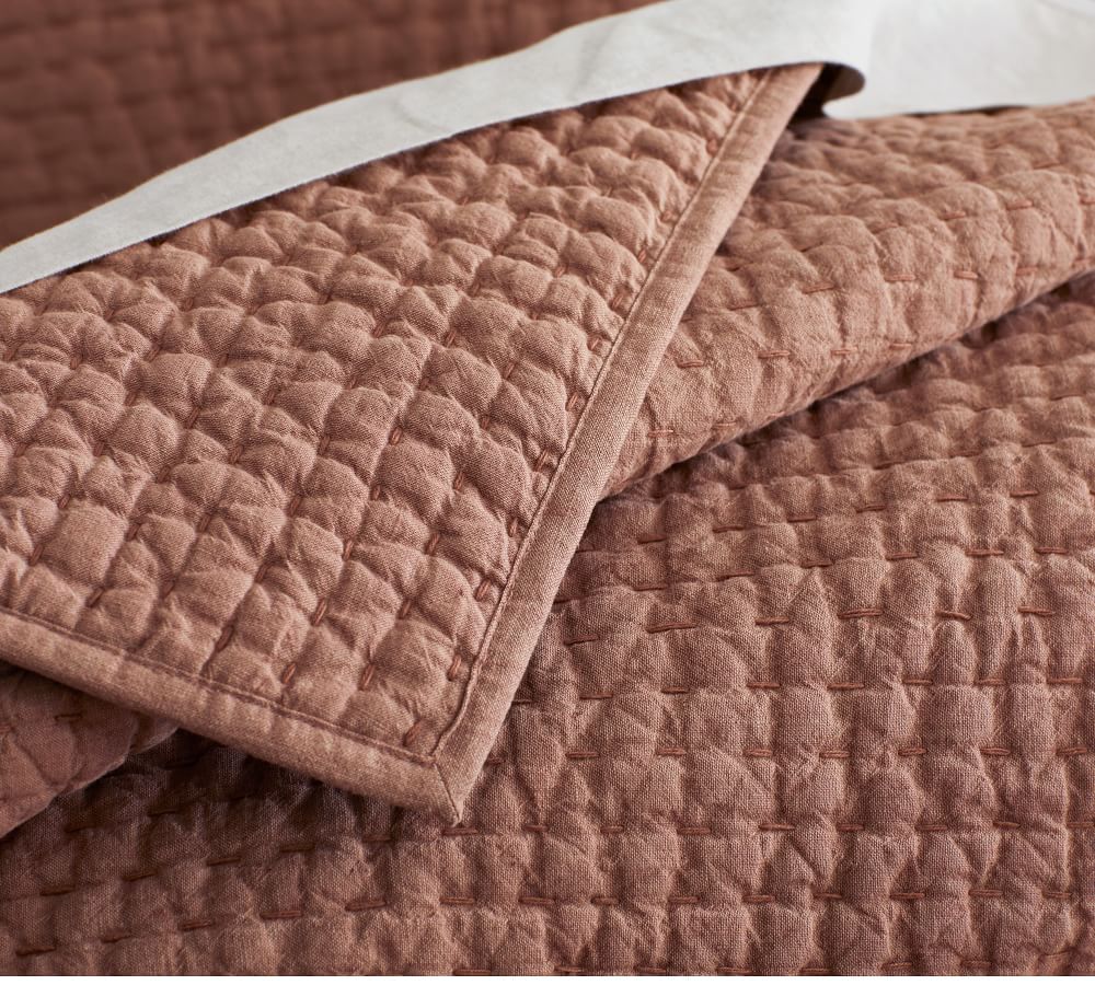 Pick-Stitch Handcrafted Cotton/Linen Quilt | Pottery Barn