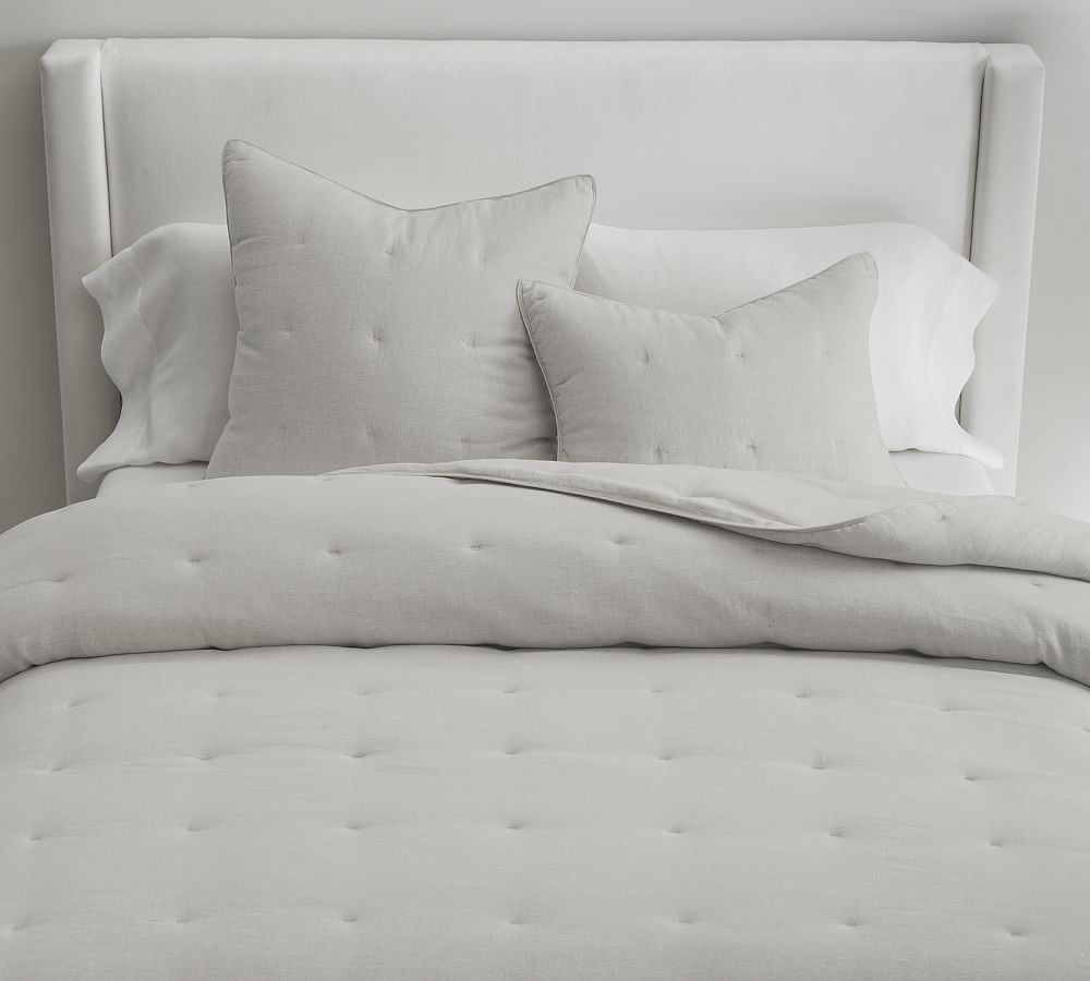 Belgian Flax Linen Comforter - White | Pottery Barn