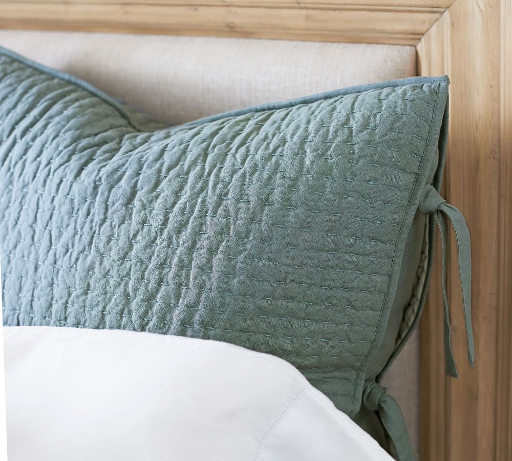 Pick-Stitch Handcrafted Cotton/Linen Quilt | Pottery Barn