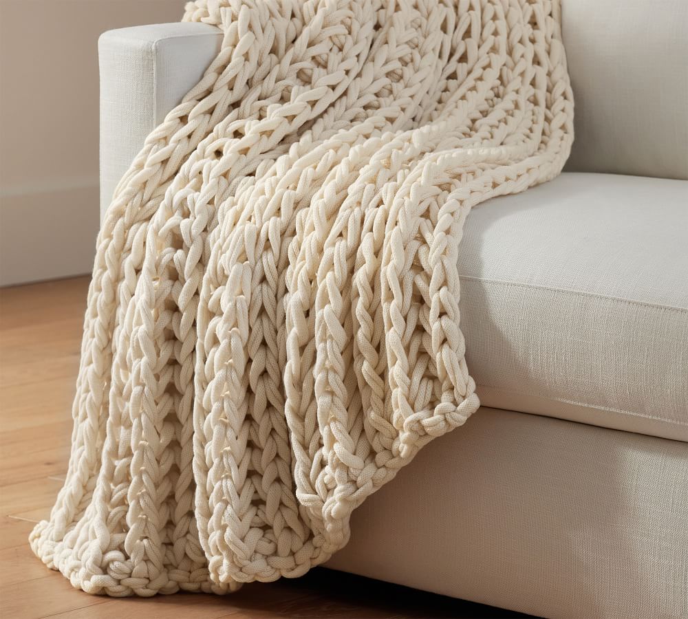 Colossal Ribbed Handknit Throw | Pottery Barn