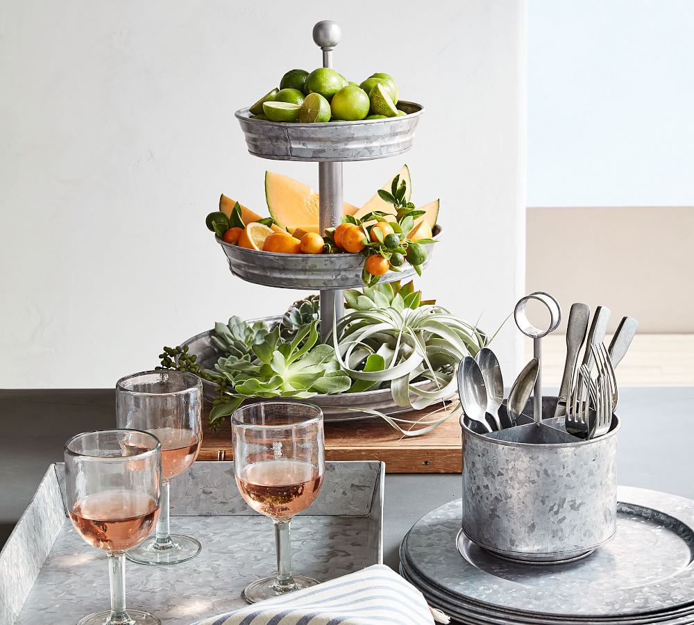Galvanized Metal Three Tiered Stand | Pottery Barn