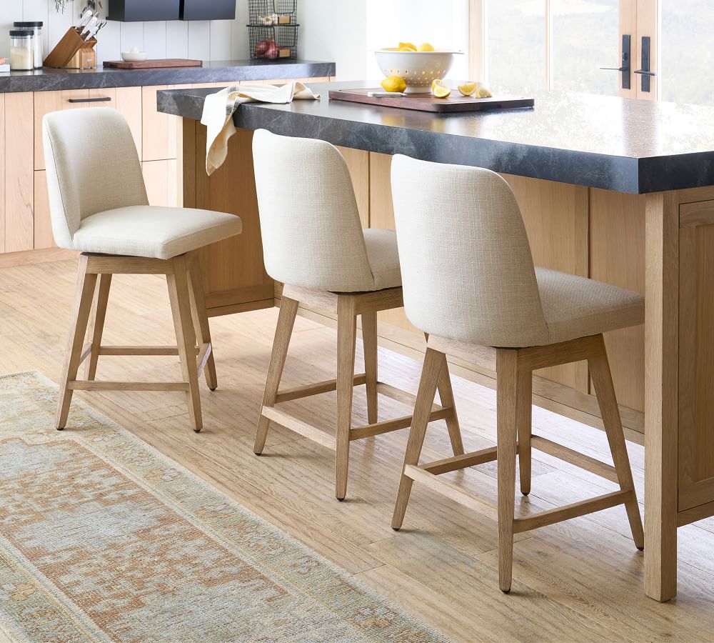 Layton Upholstered Swivel Bar & Counter Stools | Pottery Barn