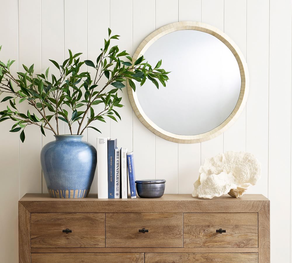 Nadia Bone 30" Round Wall Mirror | Pottery Barn