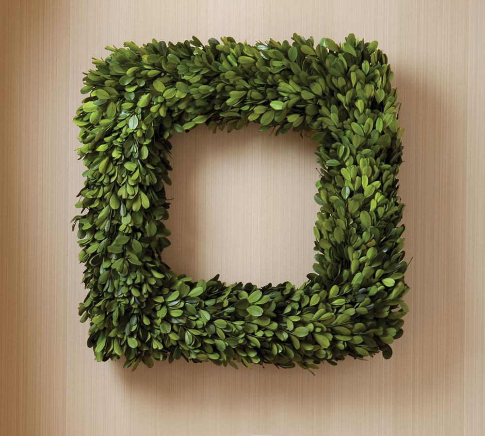 Preserved Boxwood Square Wreath - 16" | Pottery Barn