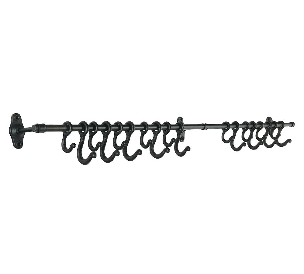 Wall Mounted Metal Bar with Hooks, 48" | Pottery Barn