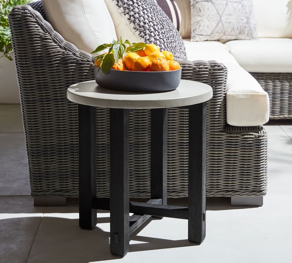 Abbott Outdoor Side Table, Brown | Pottery Barn