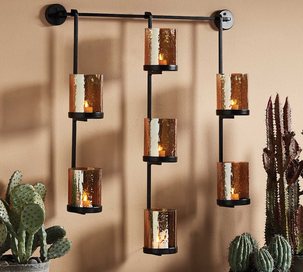Emberly Wall-Mount Multi Candle Holder - 30"W x 25"H | Pottery Barn