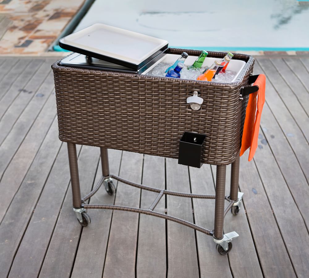 Wicker Stand-Up Cooler with Bottle Opener | Pottery Barn