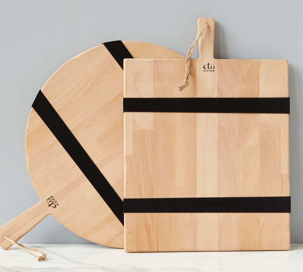 Black Striped Reclaimed Wood Cheese Board | Pottery Barn