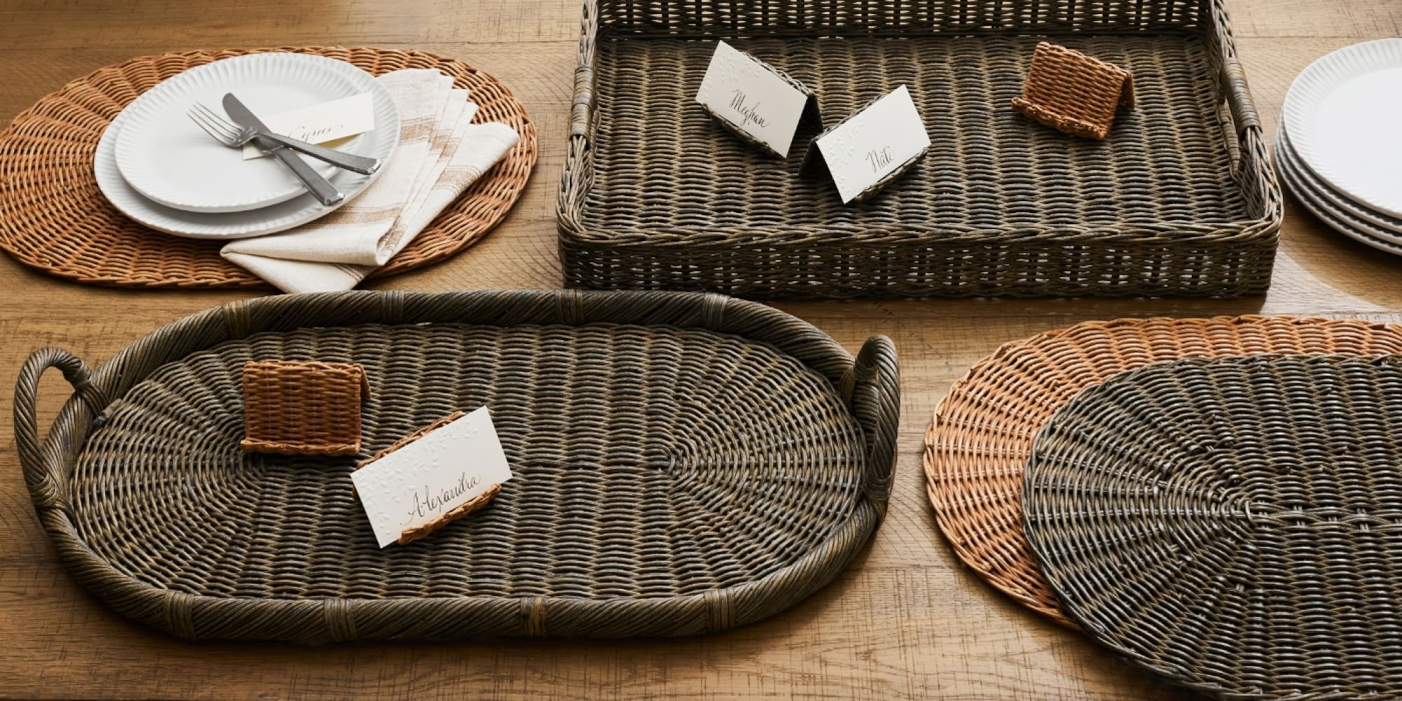 Handwoven Wicker Oval Charger Plate | Pottery Barn
