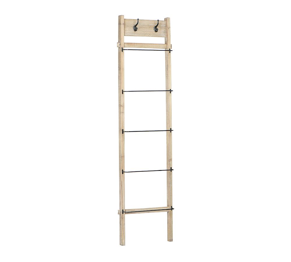 Estelle Decorative Wooden Ladder with Hooks | Pottery Barn