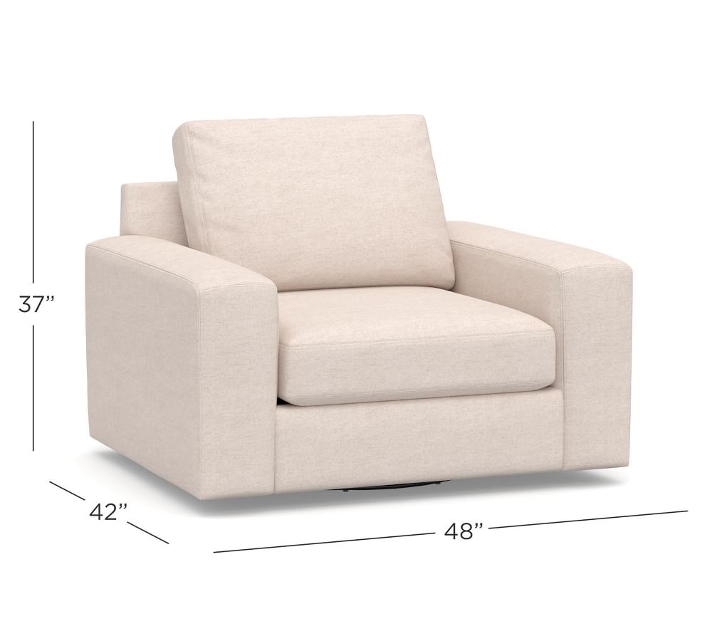 Big Sur Square Arm Upholstered Swivel Chair | Pottery Barn