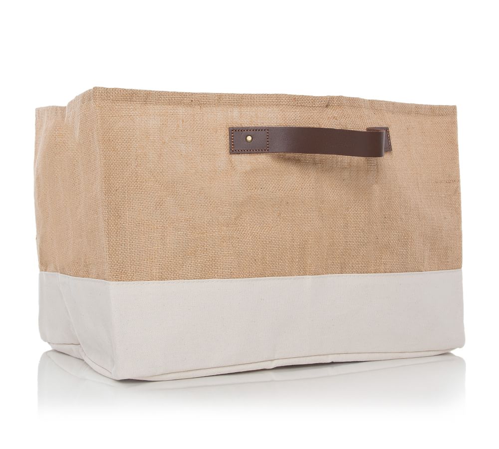 Jute And Canvas Natural Storage Basket | Pottery Barn
