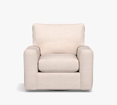 Pearce Modern Square Arm Upholstered Swivel Armchair | Pottery Barn