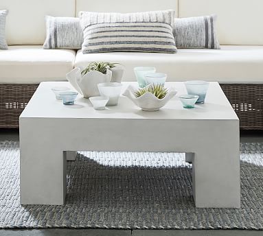 Pomona Indoor/Outdoor 40" Concrete Chunky Leg Coffee Table | Pottery Barn