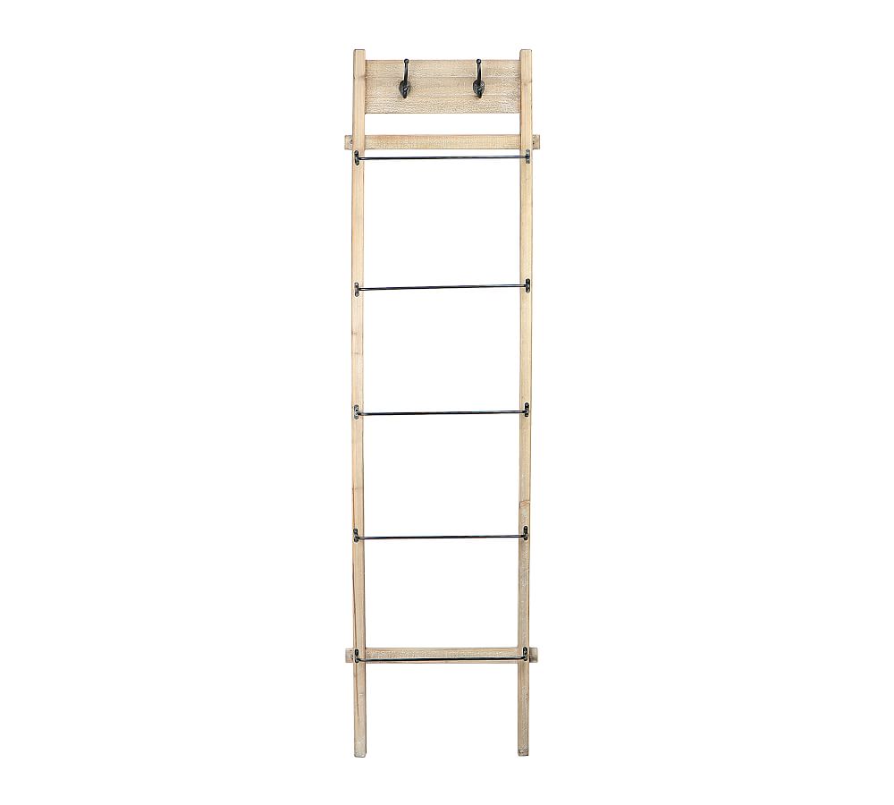 Estelle Decorative Wooden Ladder with Hooks | Pottery Barn