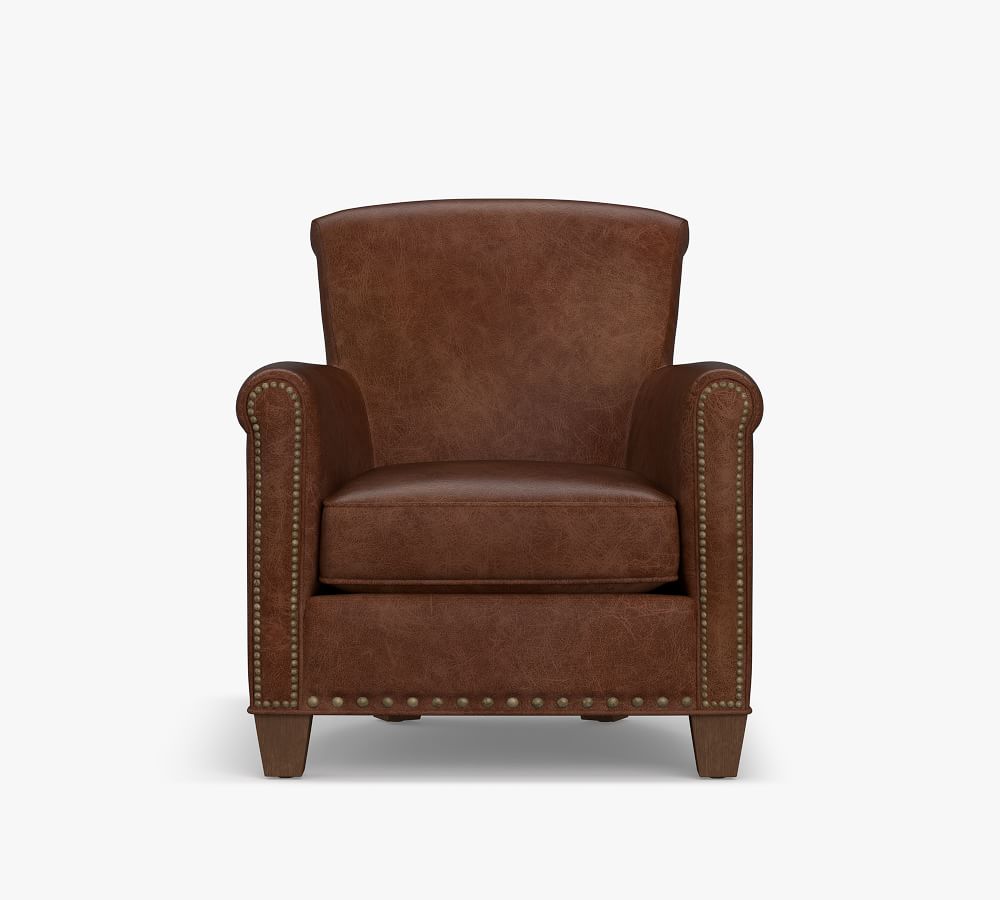 Irving Roll Arm Leather Armchair | Pottery Barn