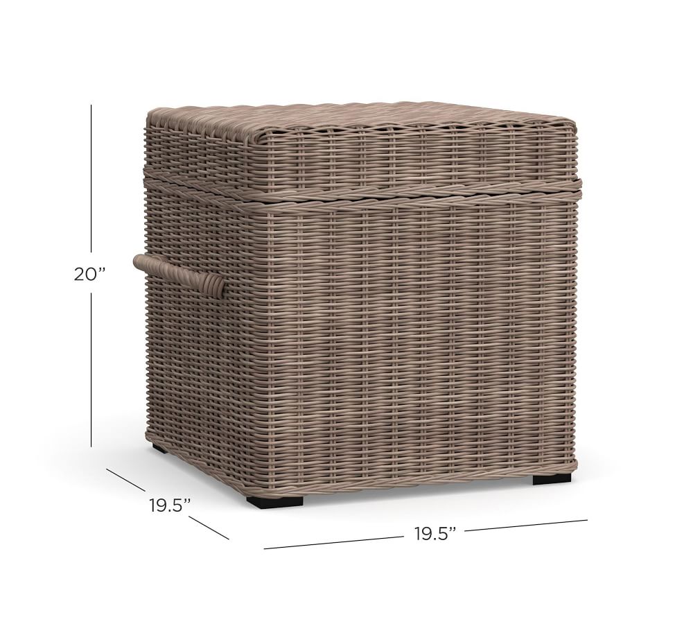Torrey All-Weather Wicker Cube, Natural | Pottery Barn