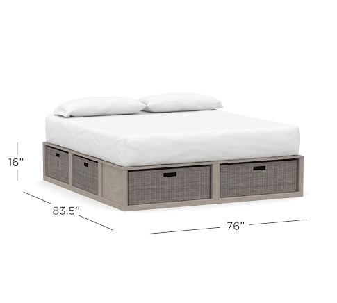 Stratton Storage Platform Bed with Baskets | Wooden Beds | Pottery Barn