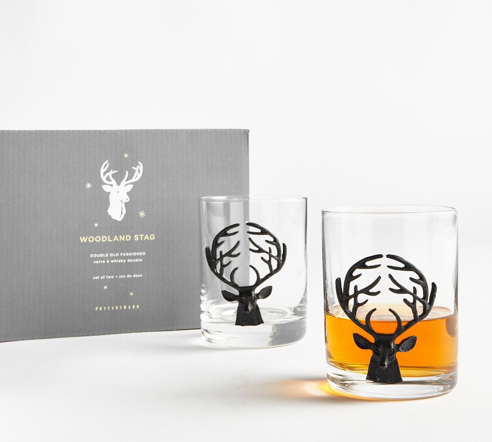 Bronze Stag Medallion Double Old Fashioned - Set of 2 | Pottery Barn