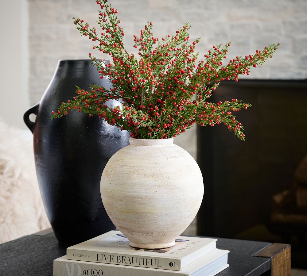 Faux Red Berries Cedar Pine Spray - 35" | Pottery Barn