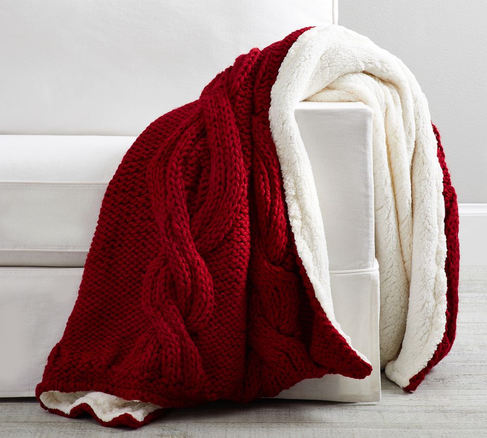 Alpine Mega Cable Sherpa Back Throws | Pottery Barn