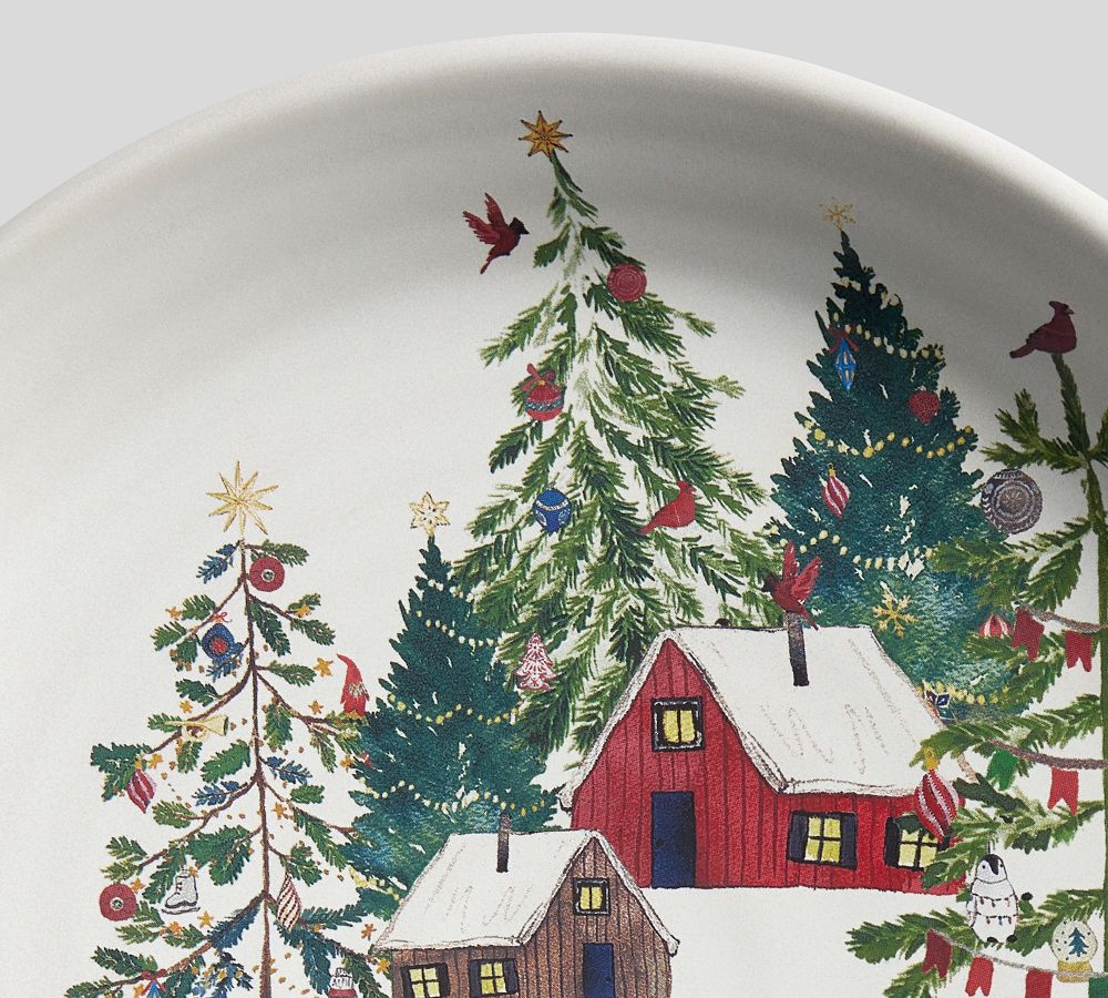 Christmas in the Country Scenery Stoneware Salad Plates - Set of 4 ...