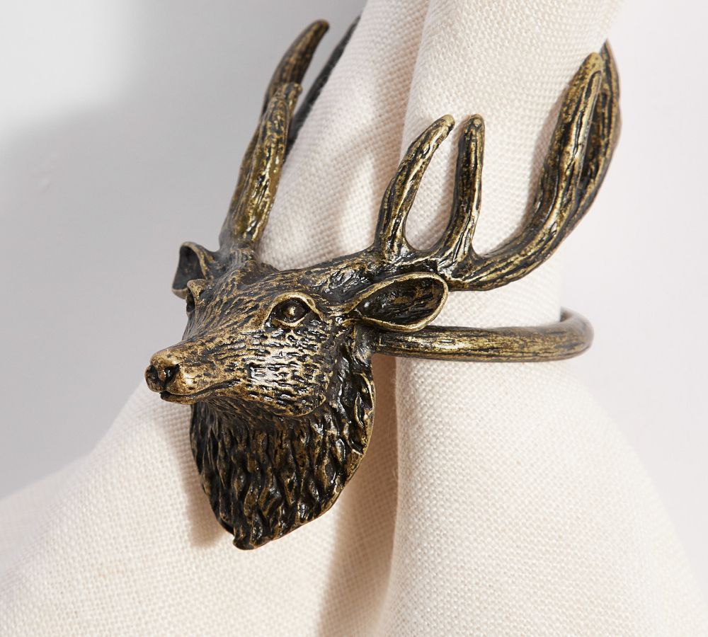 Metal Stag Napkin Rings - Set of 4 | Pottery Barn