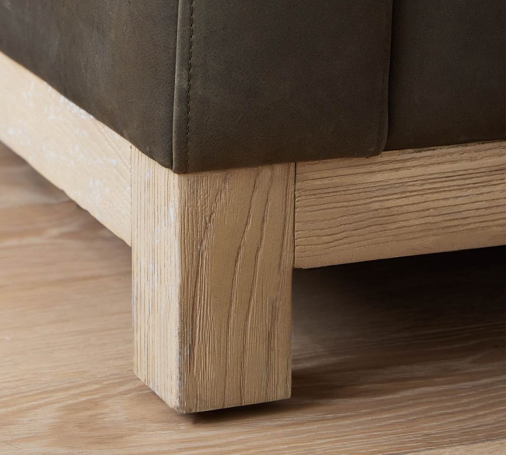 Jake Leather Sofa Wood Base | Pottery Barn