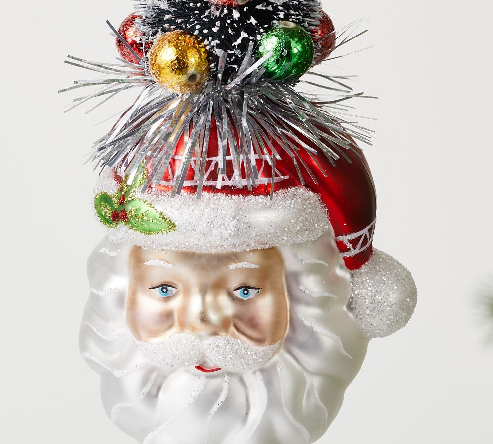 Santa Head With Tree Ornament | Pottery Barn