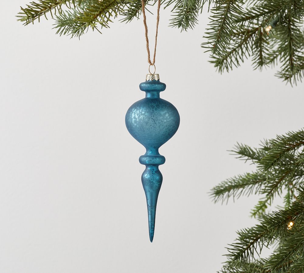 Blue Mercury Finial Christmas Ornament | Pottery Barn