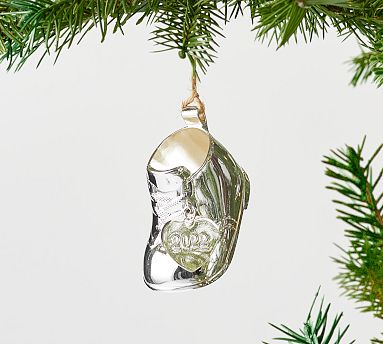 Baby's First Christmas 2022 Boot Ornament | Pottery Barn