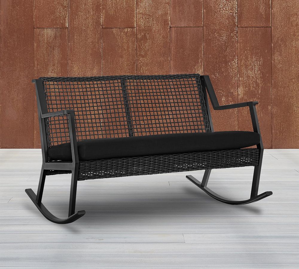Klein All-Weather Wicker 2-Seater Rocker | Pottery Barn